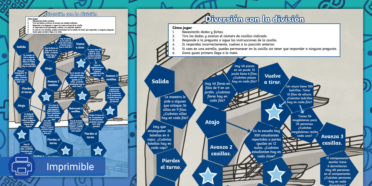 Juego de mesa: Diversión con la división - Twinkl