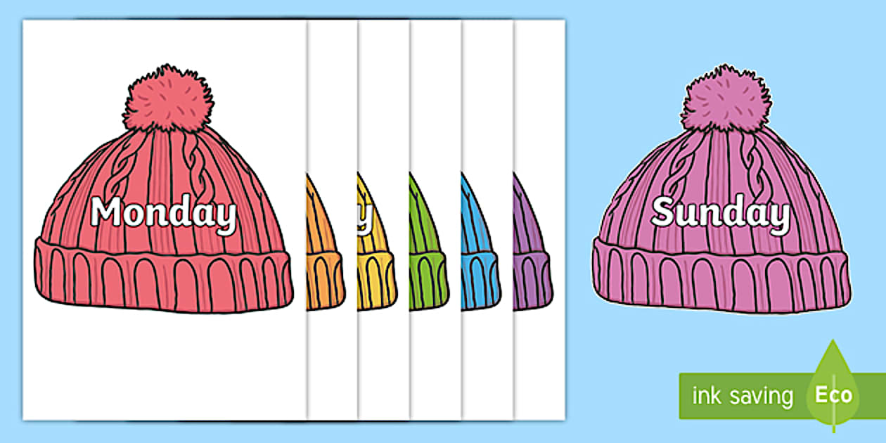 👉 Days of the Week on Woolly Hats (teacher made) - Twinkl