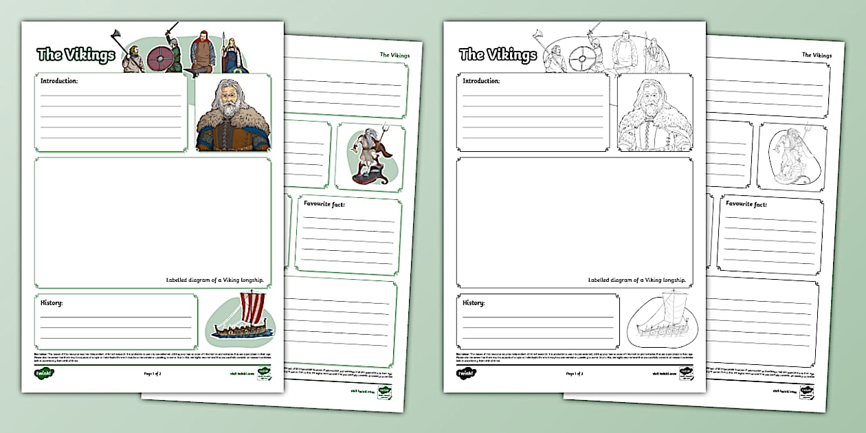 The Vikings Non-Chronological Report Template - Twinkl