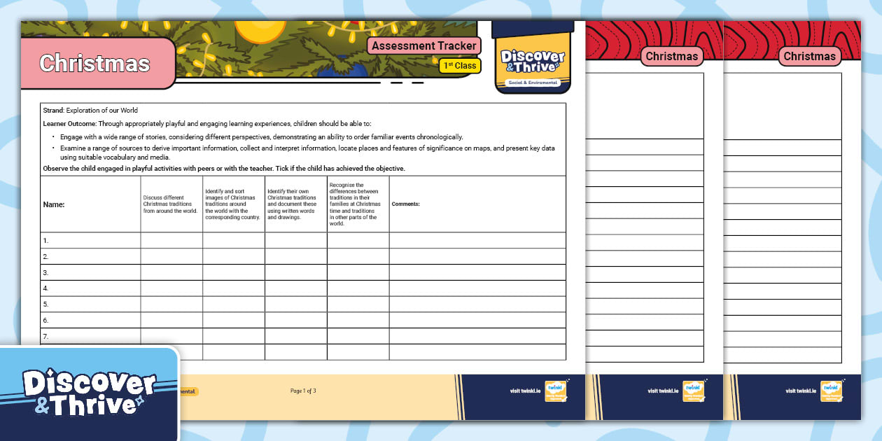 SEE (Exploration of our World) Christmas Assessment Tracker