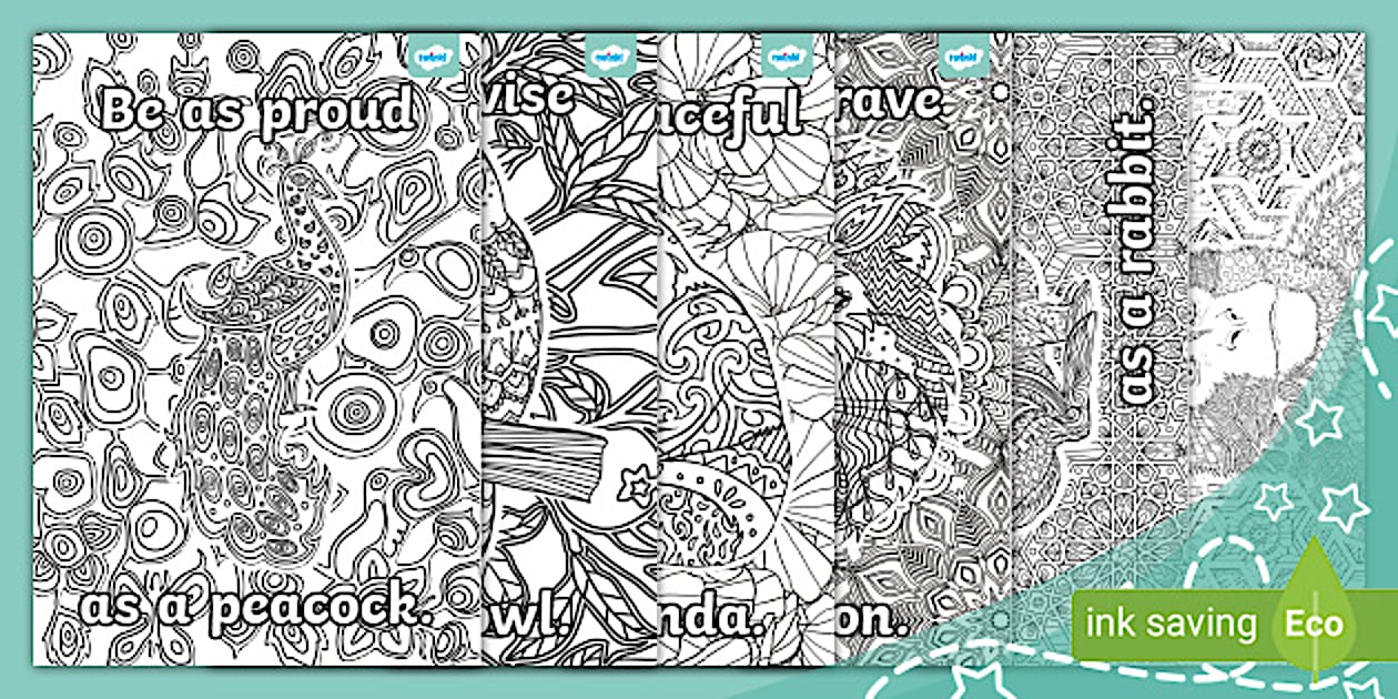 Animal Self-Esteem Mindfulness Colouring Sheets - Twinkl