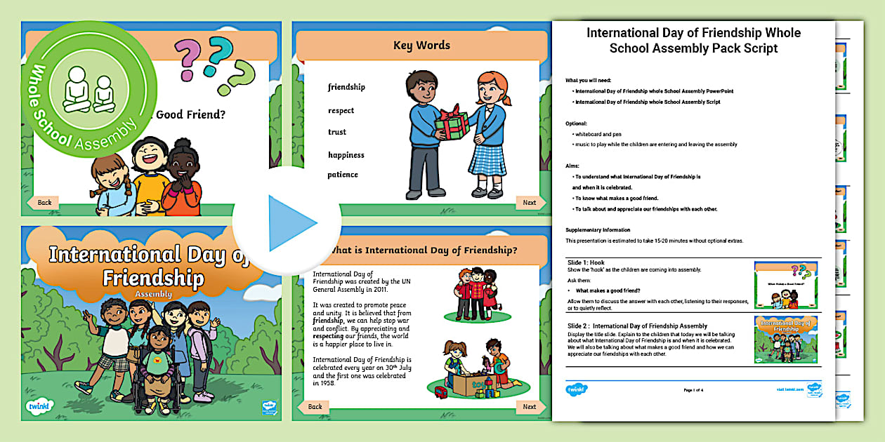 International Day of Friendship School Assembly - Twinkl