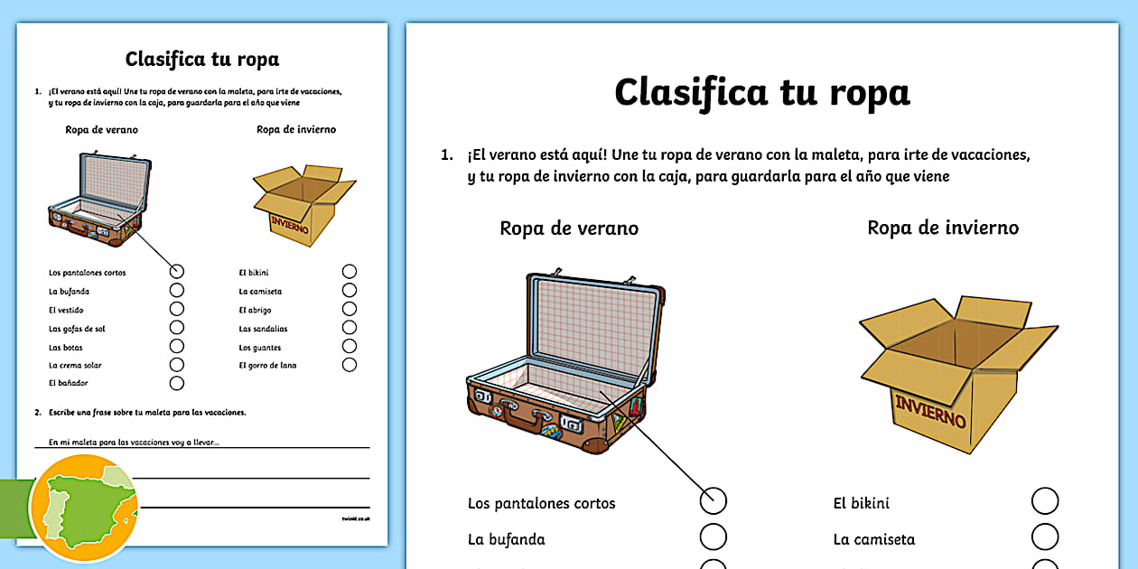 Black and White Summer Clothes Sorting Worksheet - Twinkl