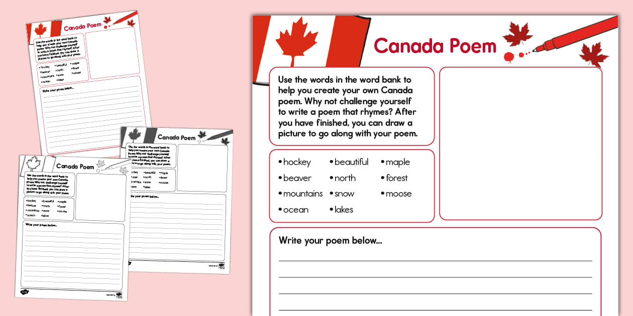 Canada Poem Writing Template (teacher made) - Twinkl