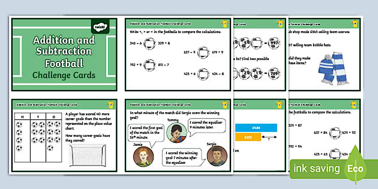 👉 Y3 question cards addition and subtraction world cup football
