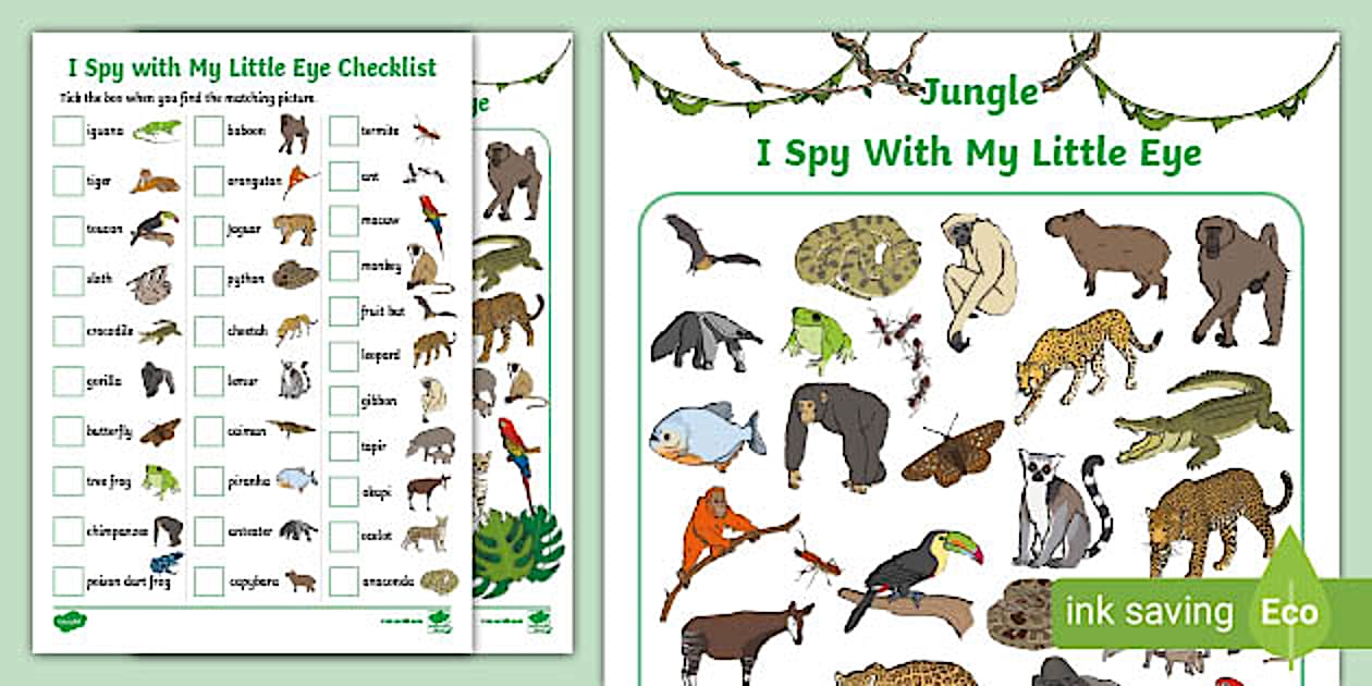 Jungle-Themed I Spy with My Little Eye Activity - Twinkl