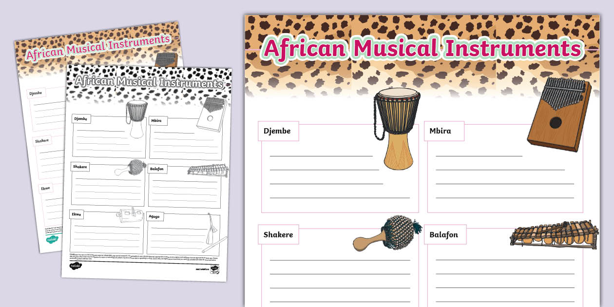 African Musical Instruments Fact File Template - Twinkl