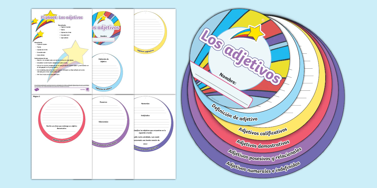Flipbook: Clasificación de los adjetivos (teacher made)