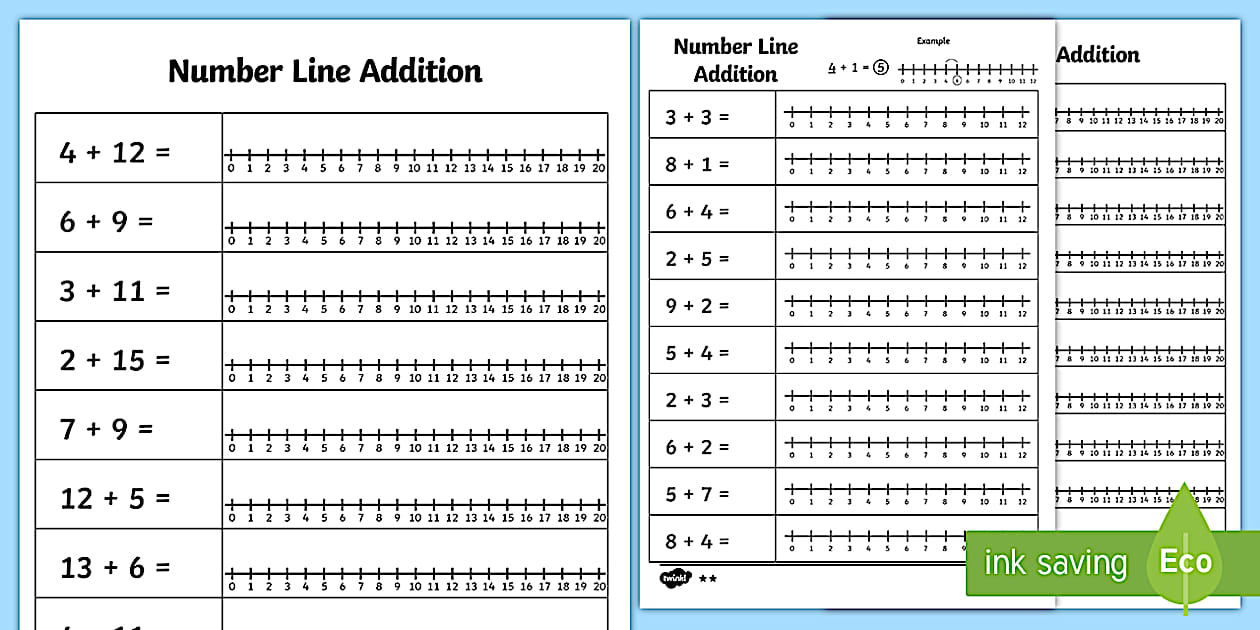 Editable Addition to 10 Number Line Worksheets - Twinkl