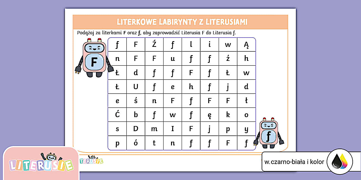 Literuś F | Znajdź wszystkie literki F | Alfabet i litery