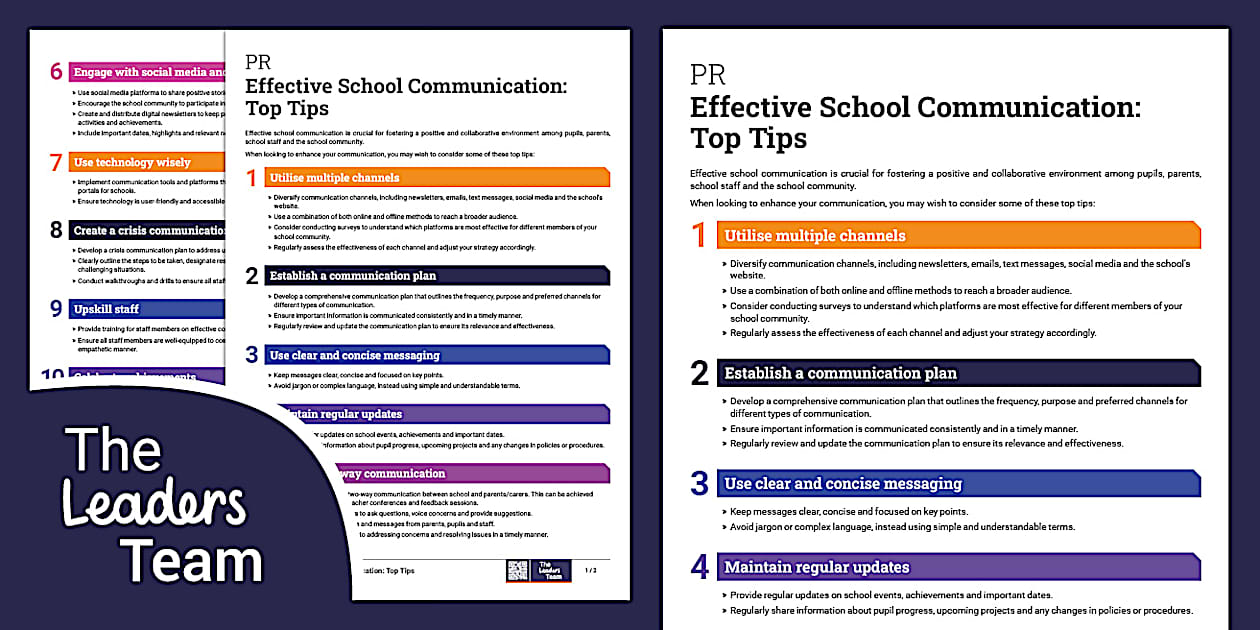 Effective School Communication Top Tips - SLT - Twinkl