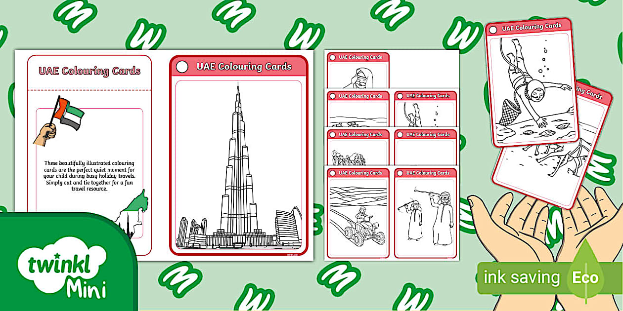 Twinkl Mini UAE Colouring Cards (teacher made) - Twinkl