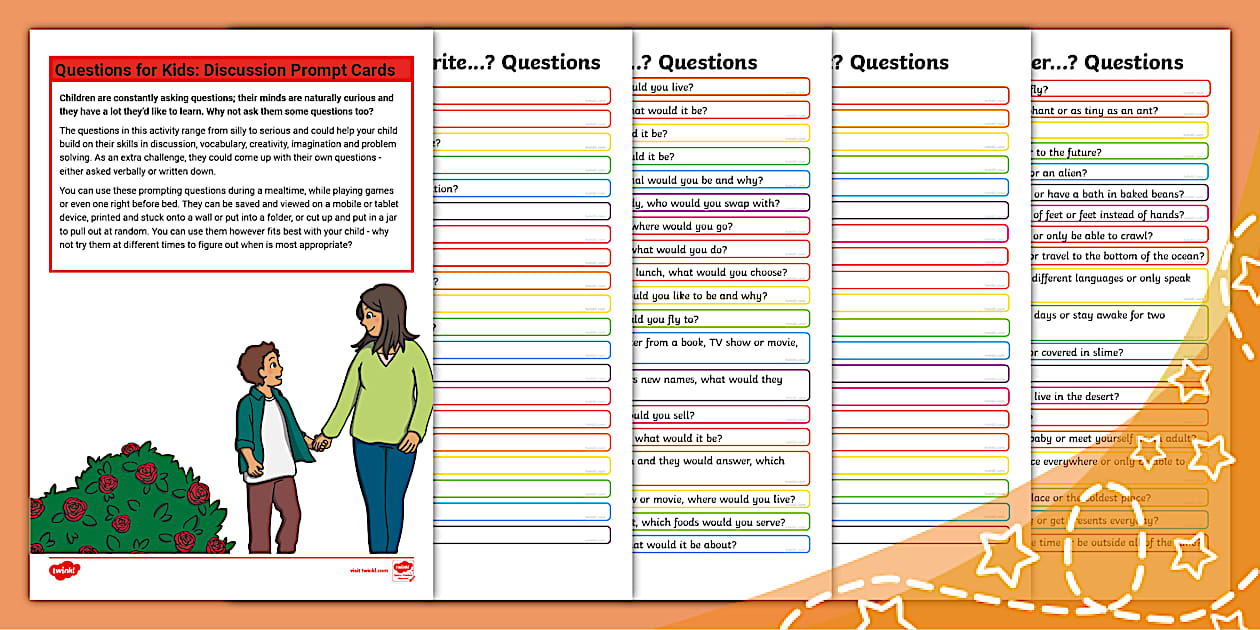 Questions for Kids Discussion Prompt Cards (teacher made)