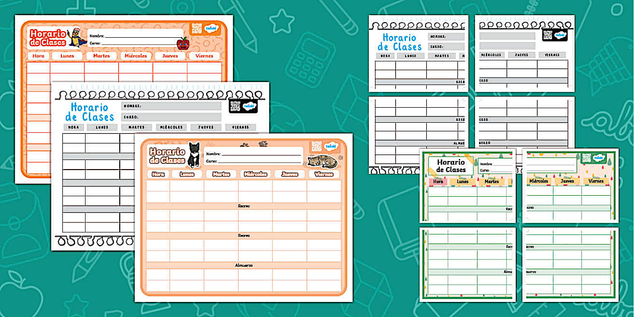 Paquete de Recursos: Horario de Clases (Teacher-Made)