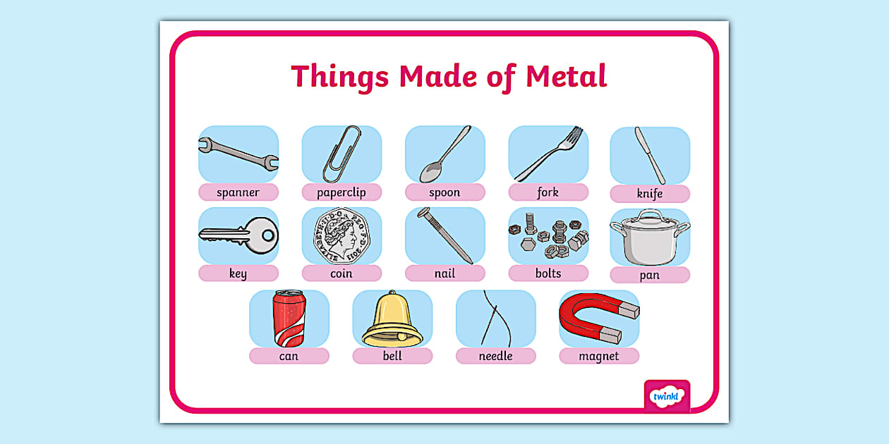 Things Made of Metal Word Mat (teacher made) - Twinkl