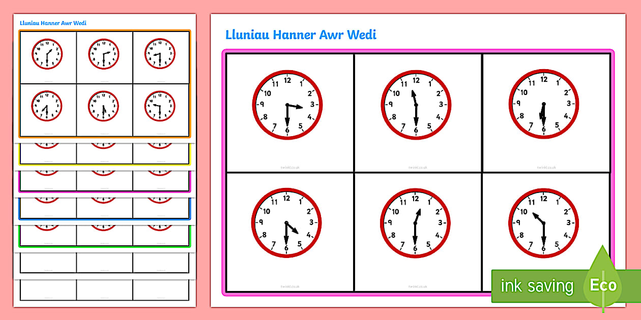 Bingo Amser - O'r Gloch ac Hanner Awr Wedi (teacher made)