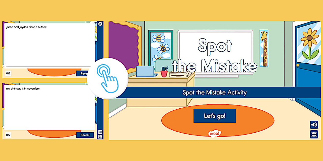 Spot the Capitalization Mistake Interactive Activity for 1st-2nd Grade