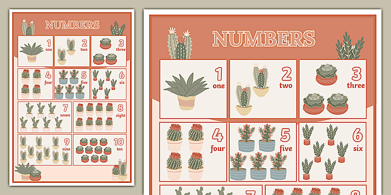 👉 Succulents-Themed Numbers 1-10 Display Poster - Twinkl