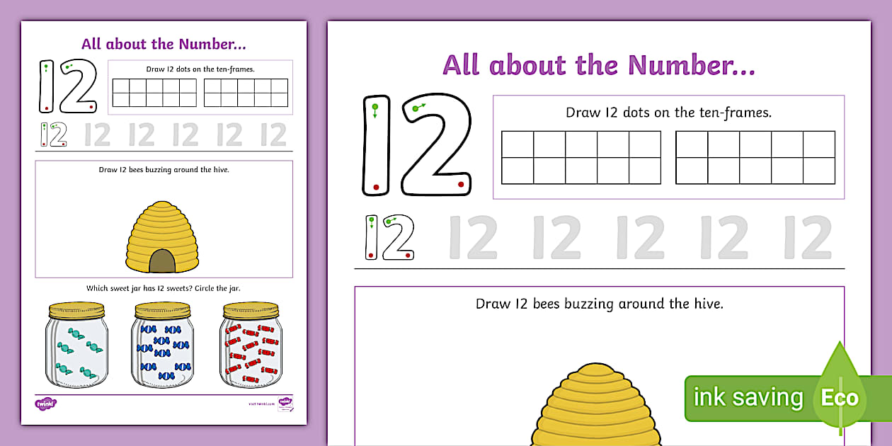 NSW All About Number 12 Worksheet (teacher made) - Twinkl