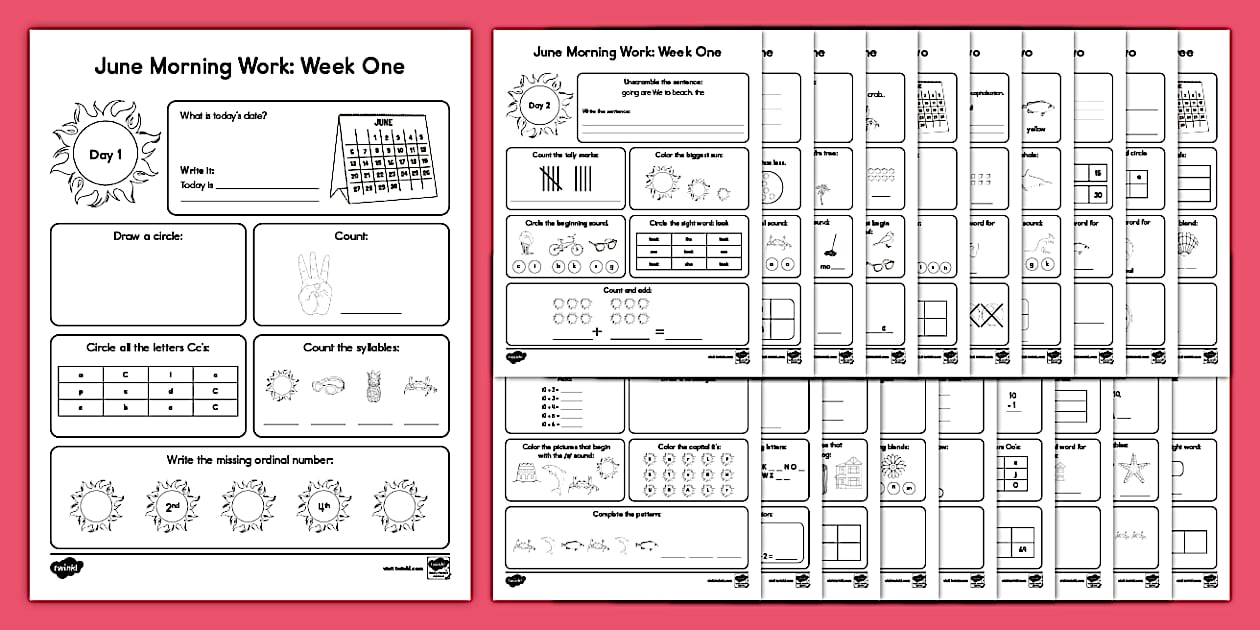 Kindergarten June Morning Work Bundle (teacher made)