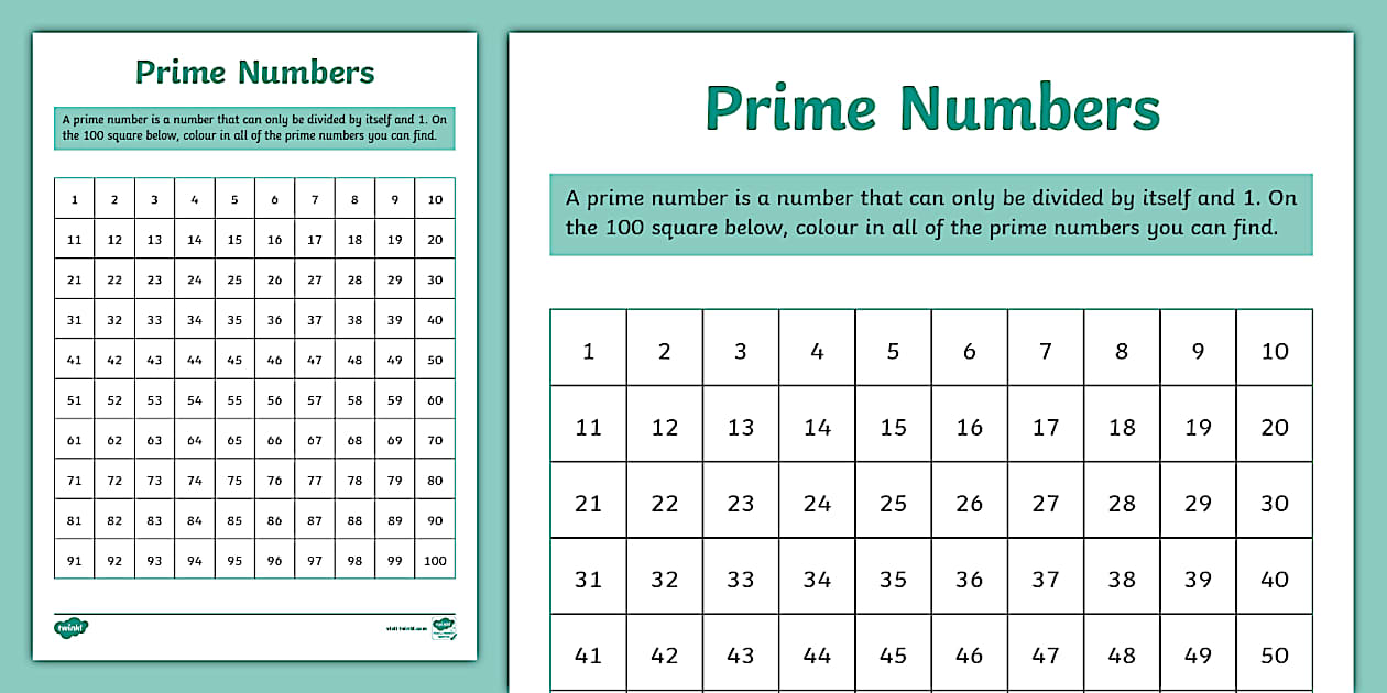 👉 Colour All the Numbers That Are Prime Worksheet