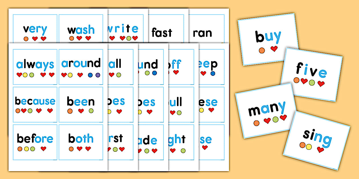 Heart Word Practice Cards Second Grade Set - Twinkl