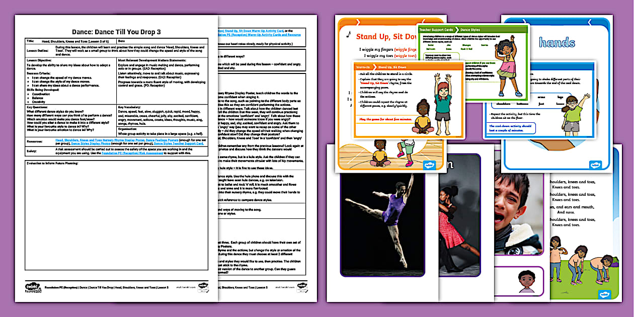 EYFS PE Dance Plan: Head, Shoulders, Knees and Toes Song