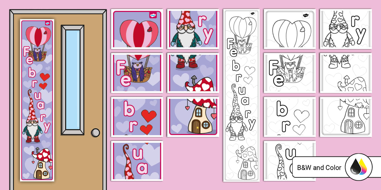 February Vertical Door Banner (teacher made) - Twinkl