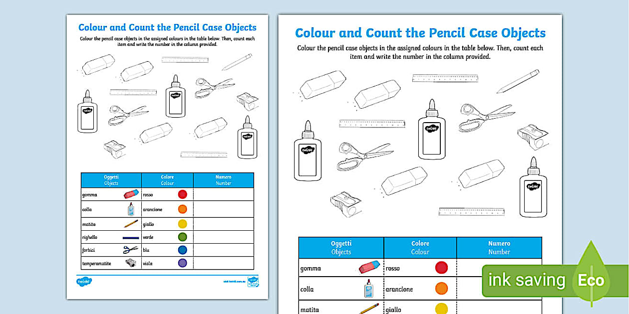 Colour and Count Classroom Items - Italian - Twinkl