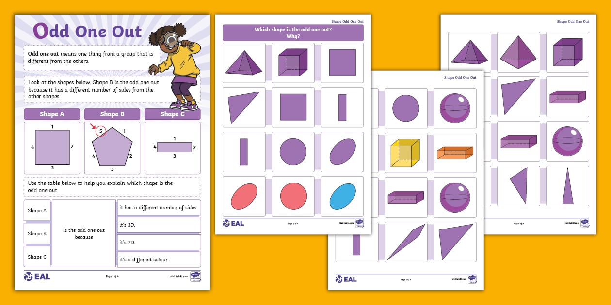 Shape Odd One Out Worksheet / Worksheet - Twinkl