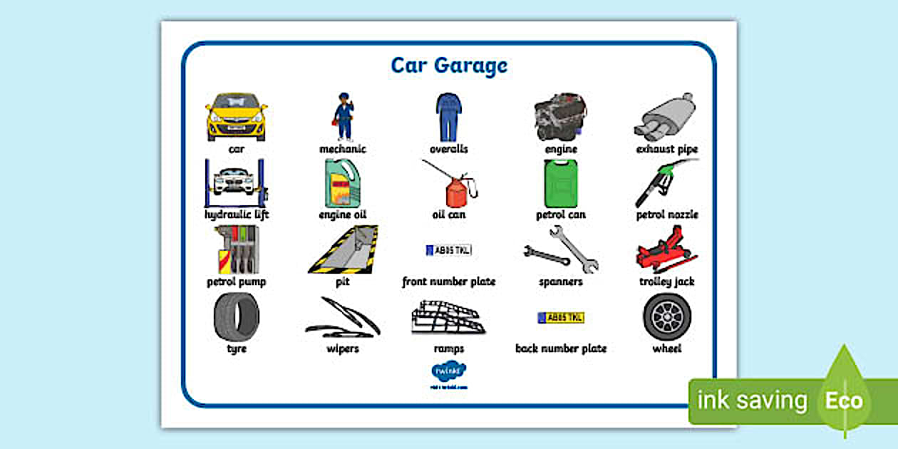 Car Garage Word Mat - Primary Resources (teacher made)