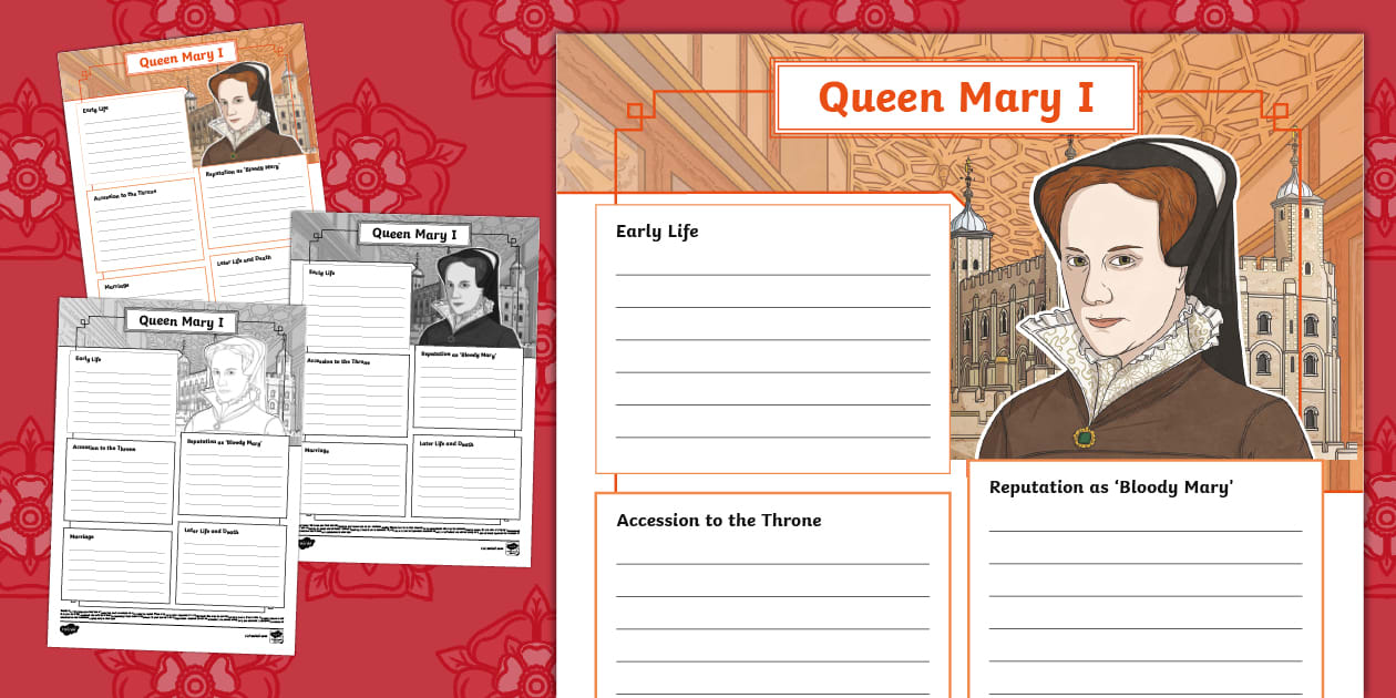 Mary I Fact File Template - Twinkl History - Twinkl