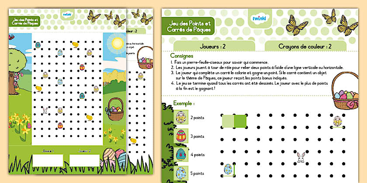 Jeu des Points et Carrés de Pâques (teacher made) - Twinkl