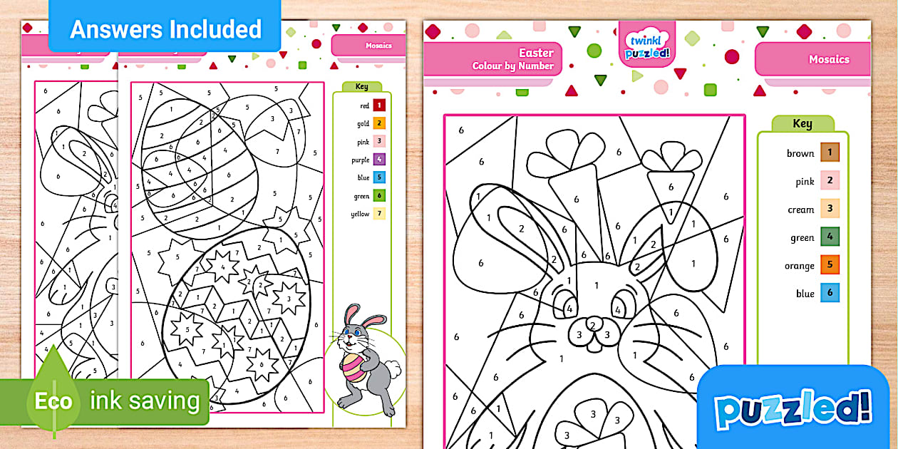 Easter Colour by Number Mosaics | Twinkl Puzzled - Twinkl