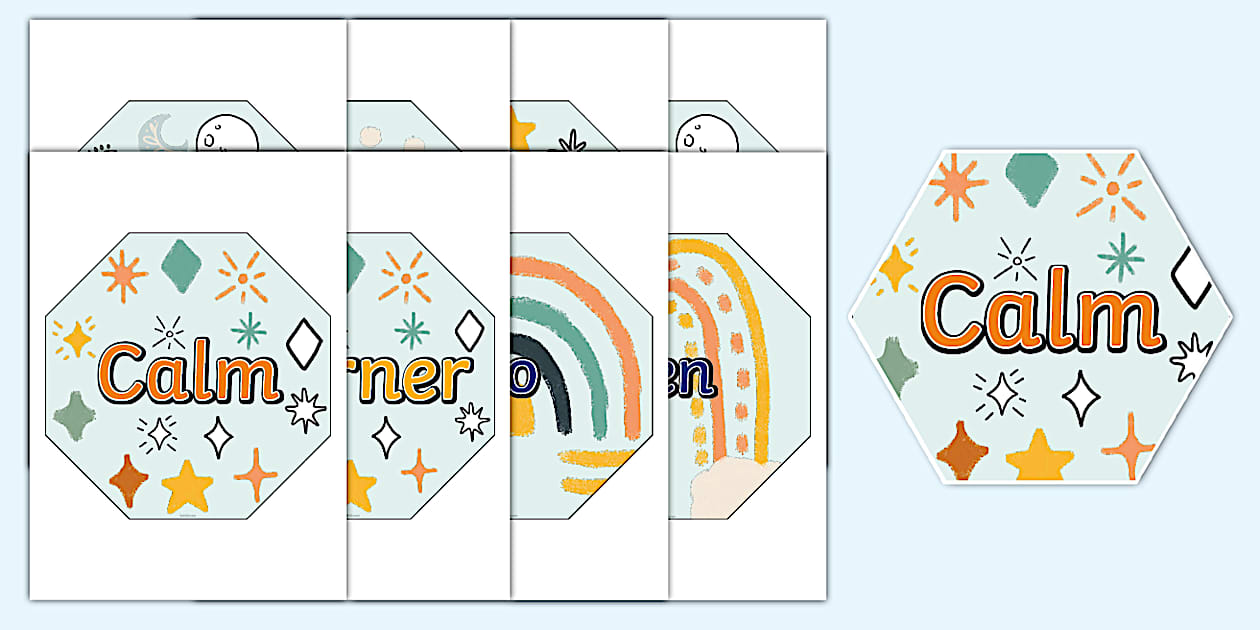 Boho Dreamscape Calm Corner Octagon Display Shapes - Twinkl