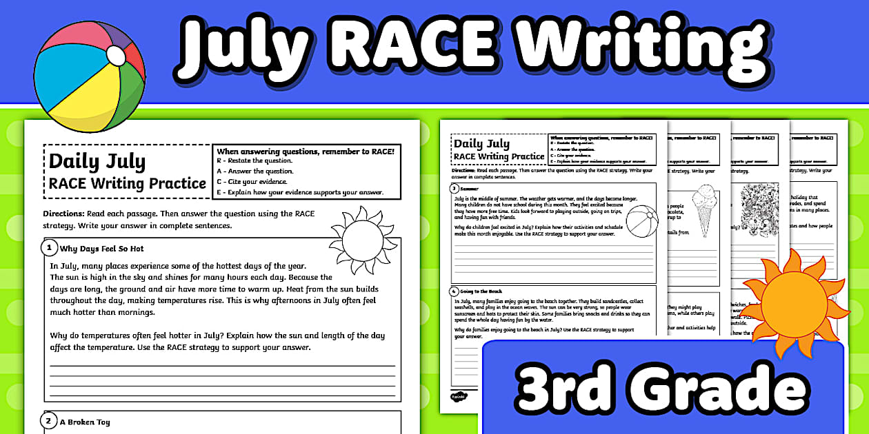 Third Grade July RACE Writing Morning Work