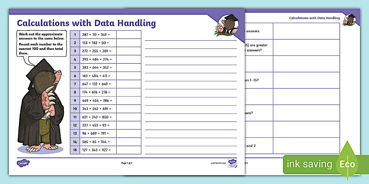 Data Handling with Calculations 2 (teacher made) - Twinkl