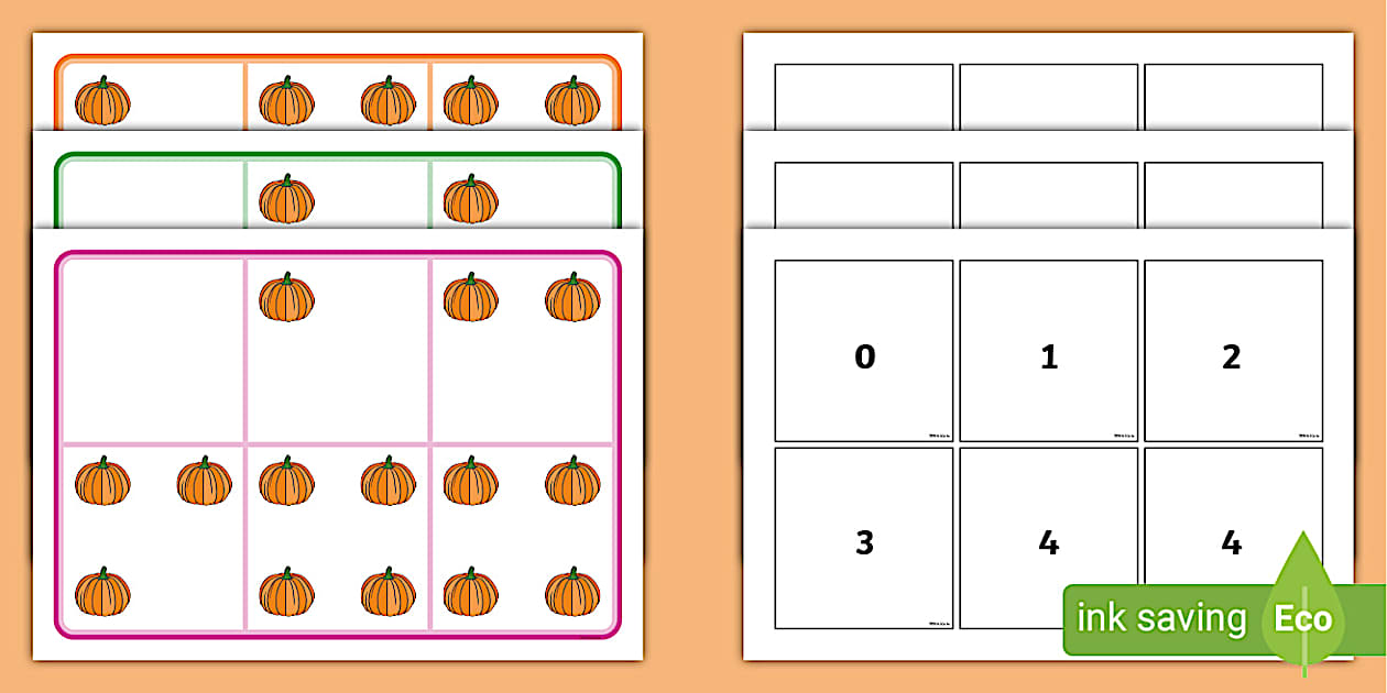 Pumpkin Number and Matching Quantity Bingo 0-5 - Twinkl
