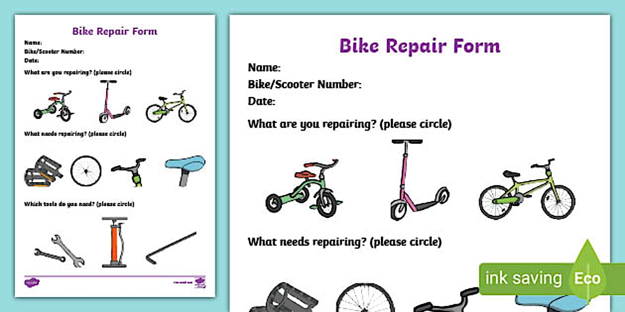 Bike Repair Form (Teacher-Made) - Twinkl