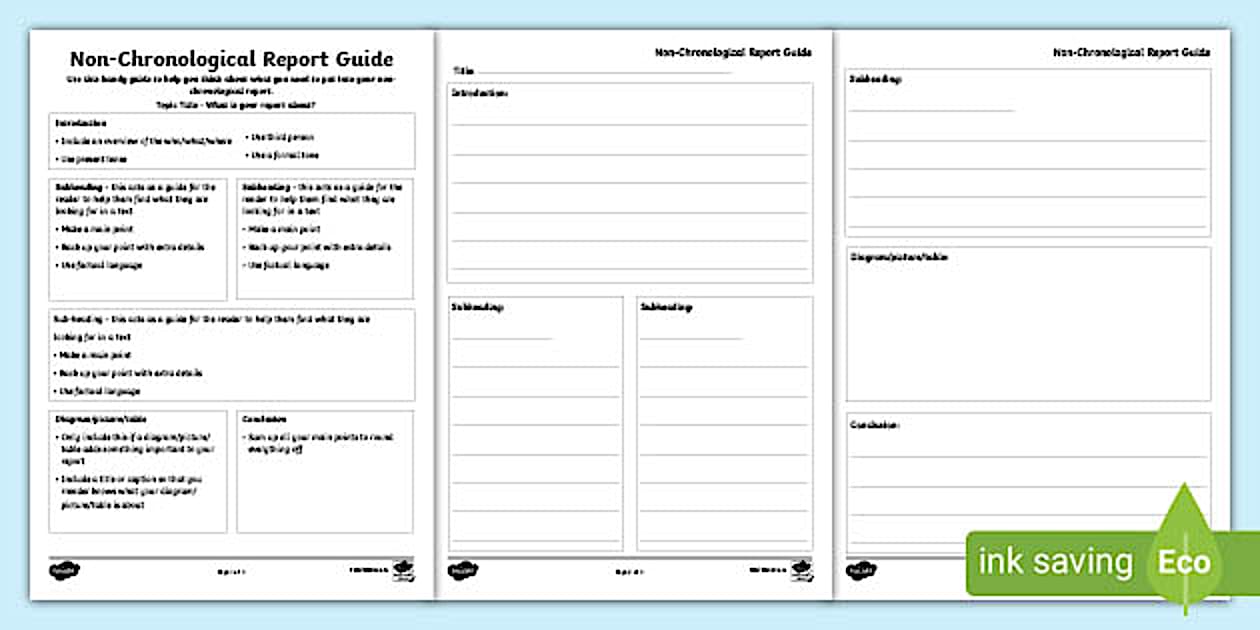Editable Wide Lined Non-Chronological Report Template and Guide