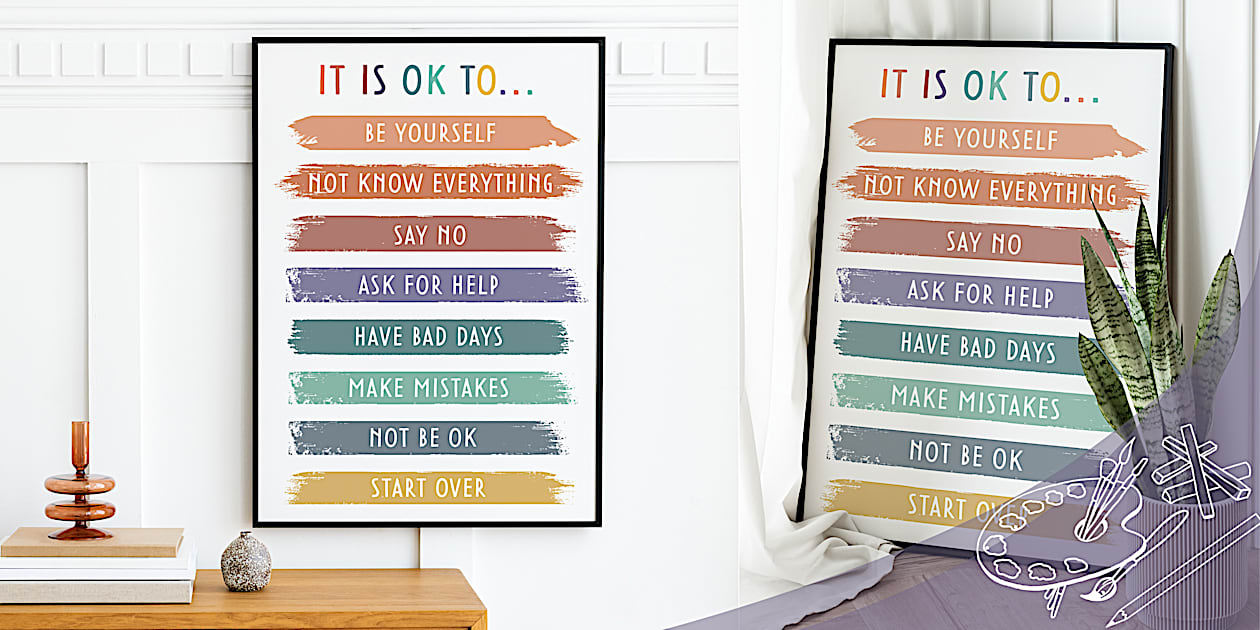 It Is Ok To Positive Affirmations Pastel Colours Poster