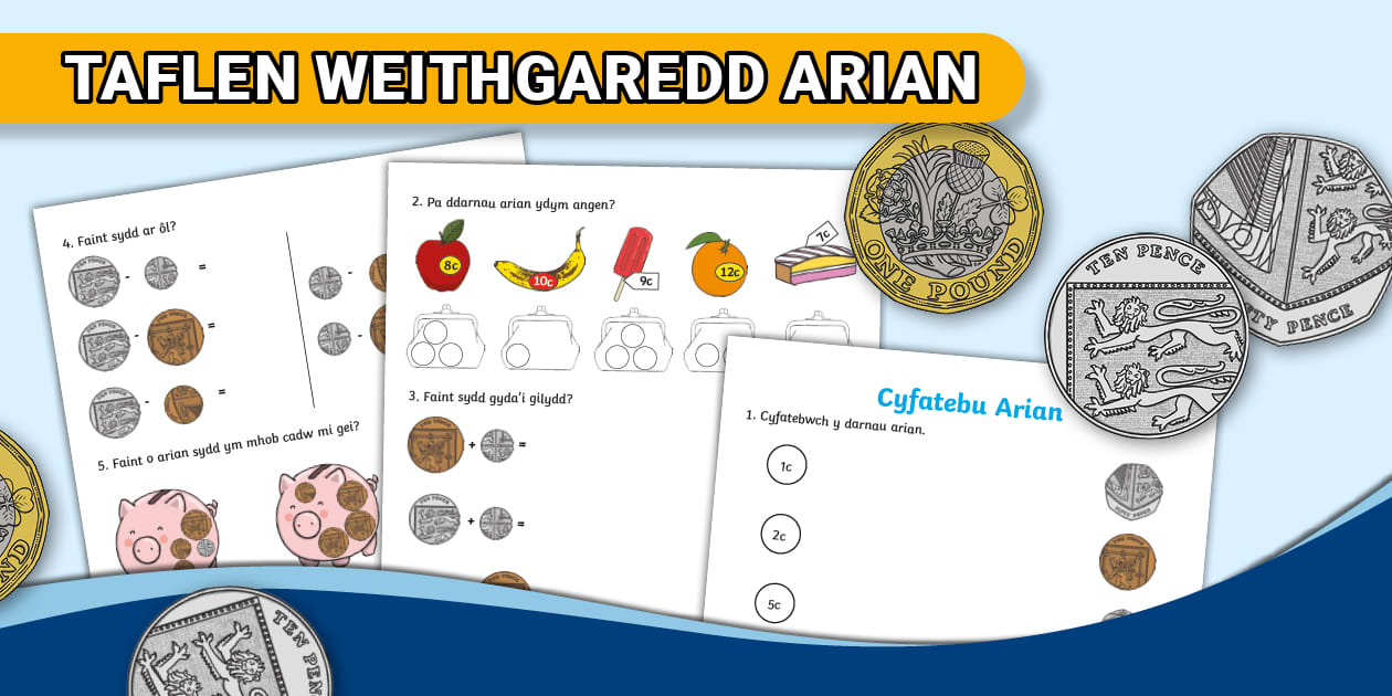 Taflen Weithgaredd Arian