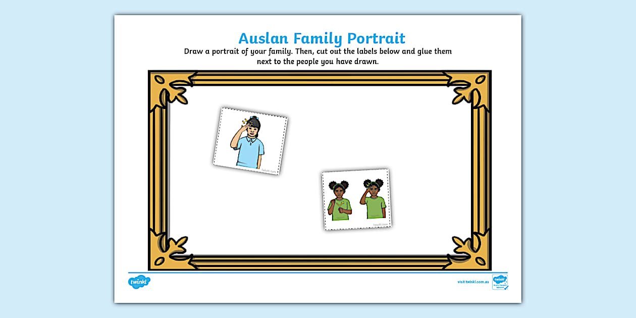 Auslan Family Portrait with Labels (Southern) (teacher made)
