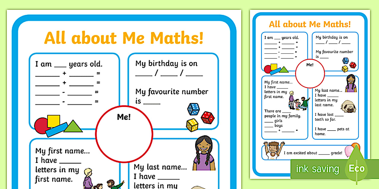 Cursive All about Me Maths Display Poster Worksheet - Twinkl
