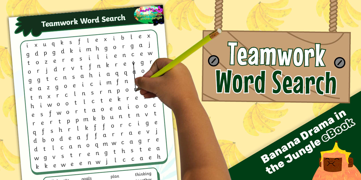 Banana Drama in the Jungle - Teamwork Word Search