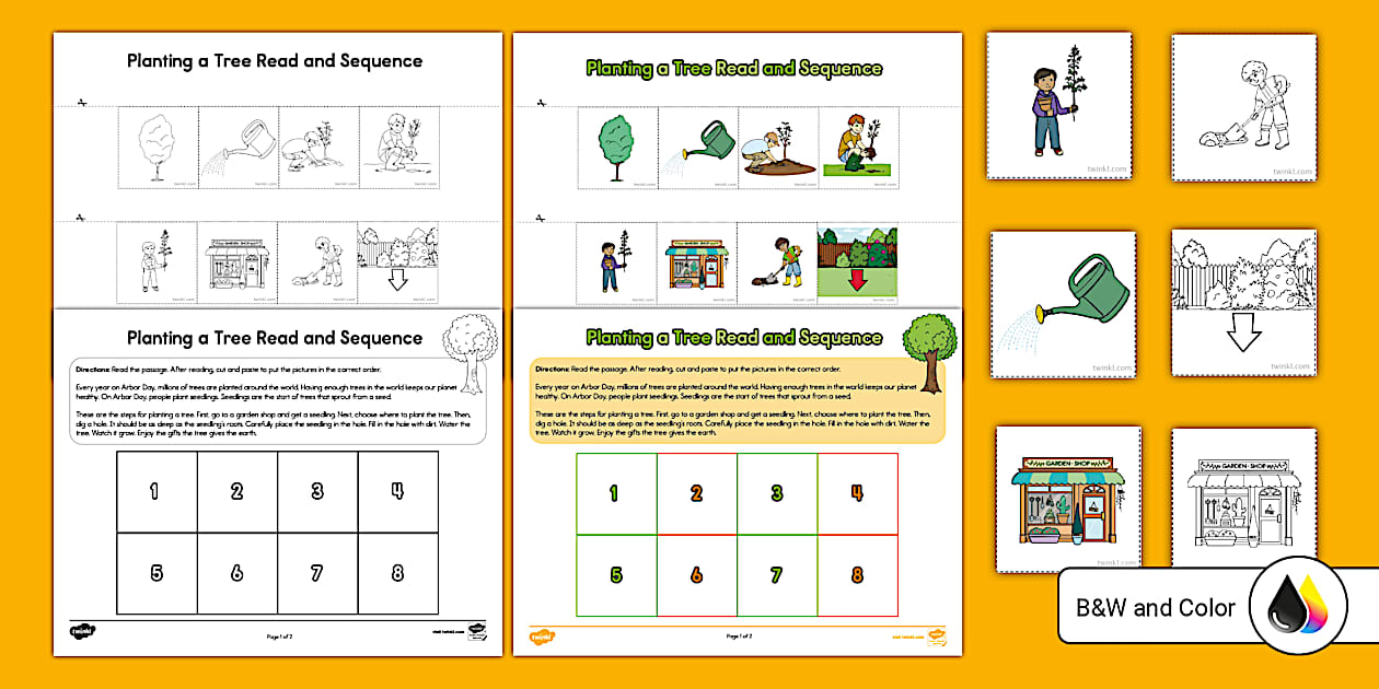 Printable Planting a Tree Sequencing Worksheet | Twinkl USA