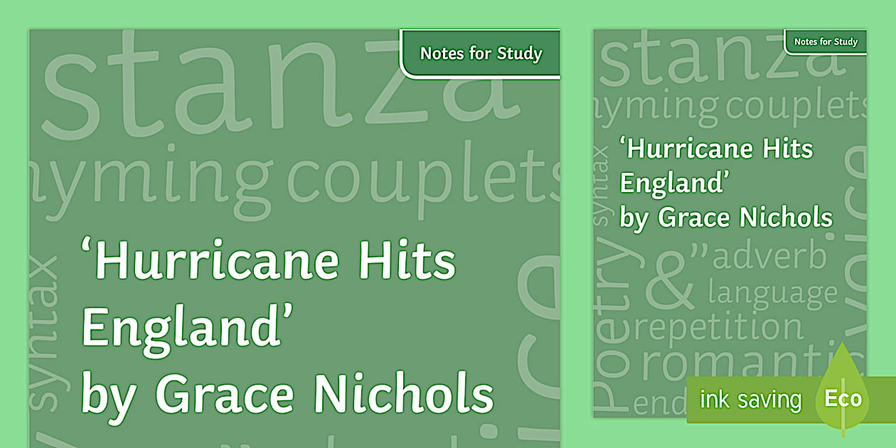 GCSE 'Hurricane Hits England' by Grace Nichols Notes for Study