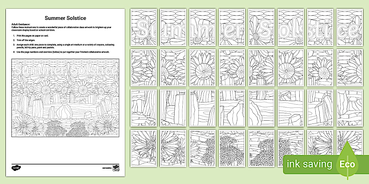 Summer Solstice (Collaborative Colouring Pages) - Twinkl
