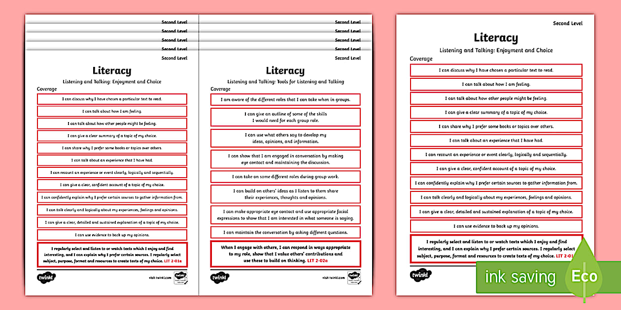 Editable CfE Second Level Literacy and English (Listening and Talking)