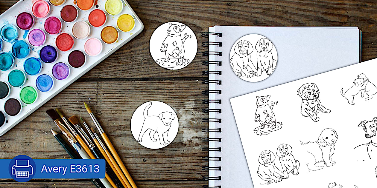 Dogs and Puppies Mindfulness Colouring Stickers - Twinkl